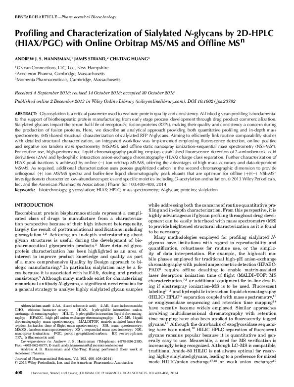 (PDF) Profiling and Characterization of Sialylated N -glycans by 2D ...