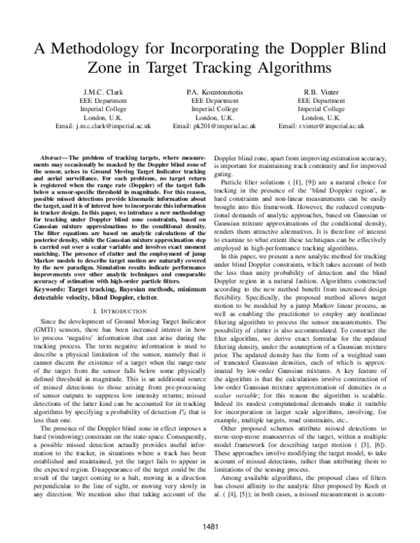 (PDF) A methodology for incorporating the Doppler blind zone in target tracking algorithms