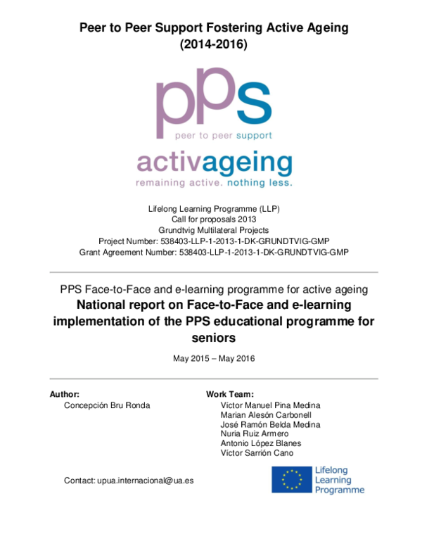 National Report of Face-to-Face and e-learning implementation of the ...