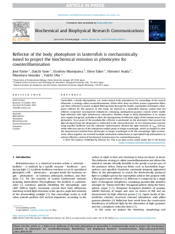 (PDF) Reflector of the body photophore in lanternfish is ...