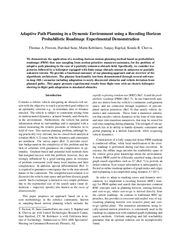 Pdf Adaptive Path Planning In A Dynamic Environment Using A Receding