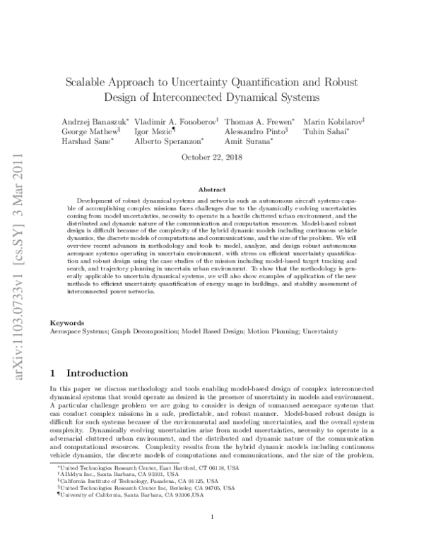 (PDF) Scalable approach to uncertainty quantification and robust design of interconnected ...