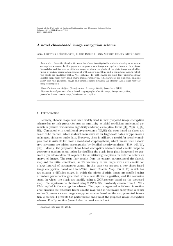 (PDF) A Novel Chaos-Based Image Encryption Scheme