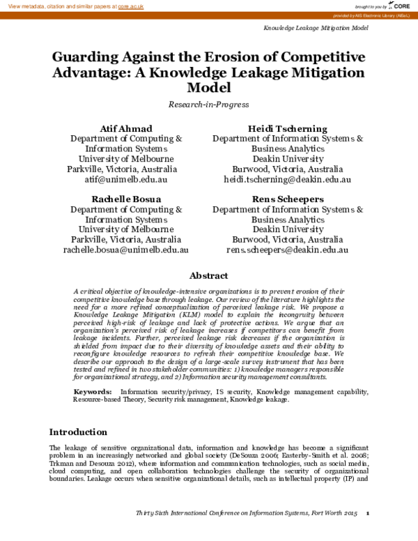 (PDF) Guarding Against the Erosion of Competitive Advantage: A ...