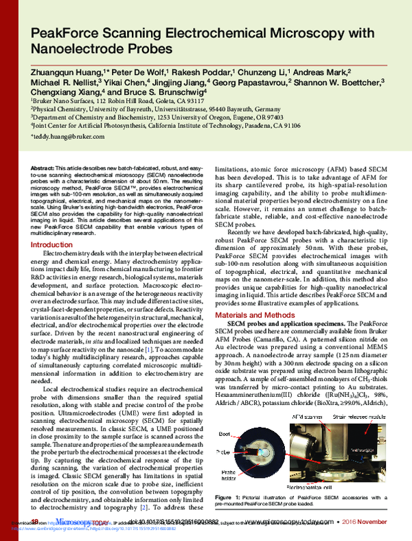 (PDF) PeakForce Scanning Electrochemical Microscopy with Nanoelectrode Probes
