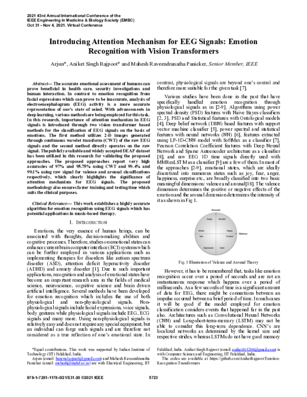 (PDF) Introducing Attention Mechanism for EEG Signals: Emotion Recognition with Vision Transformers