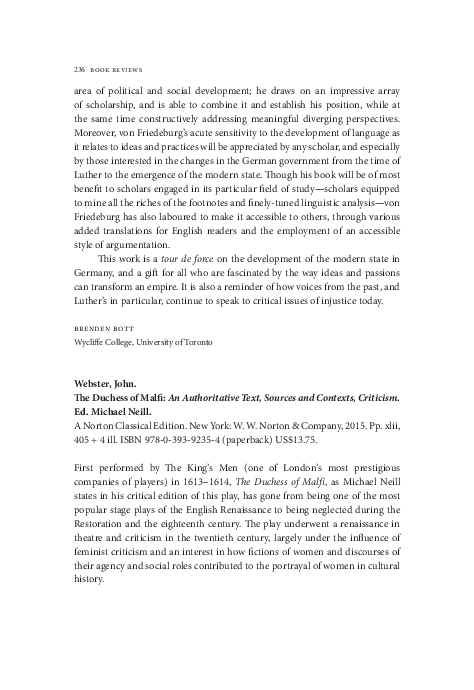 (PDF) The Duchess of Malfi: An Authoritative Text, Sources and Contexts ...