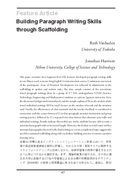 (PDF) Building Paragraph Writing Skills through Scaffolding