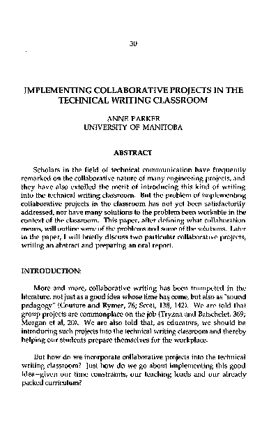 (PDF) Implementing Collaborative Projects in the Technical Writing ...