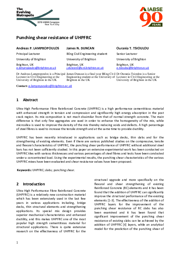 (PDF) Punching shear resistance of UHPFRC