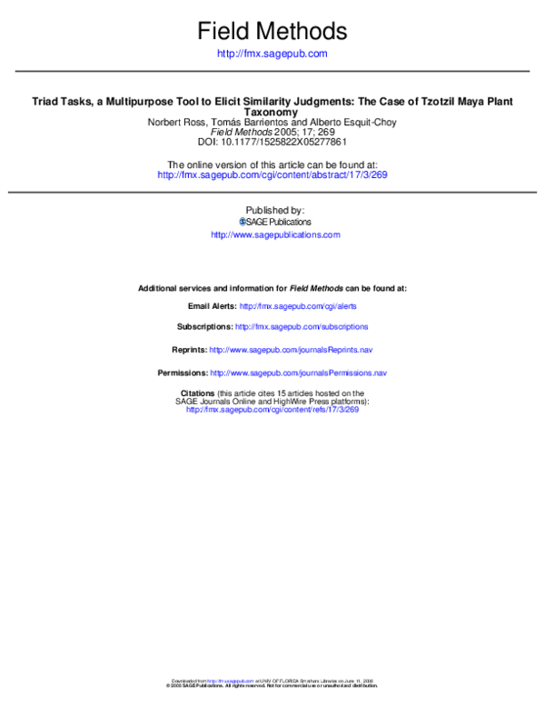 (PDF) Triad Tasks in Tzotzil Maya Plant Taxonomy