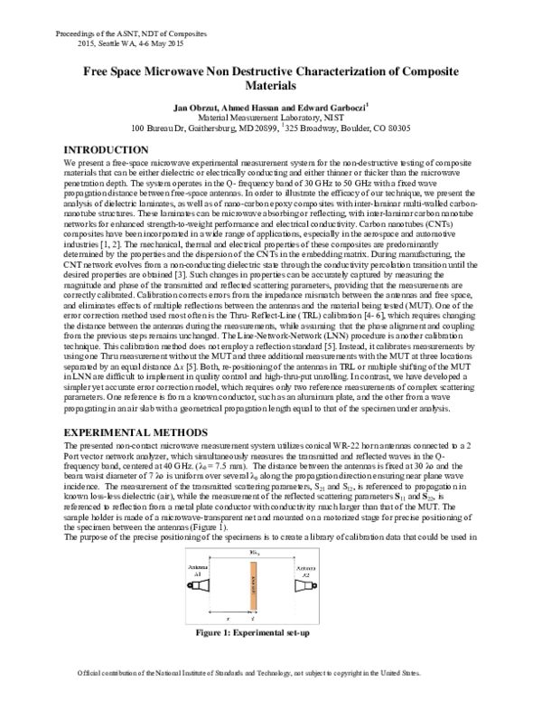 (PDF) Free Space Microwave Non Destructive Characterization of Composite Materials | NIST