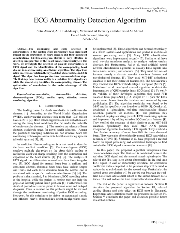 (PDF) ECG Abnormality Detection Algorithm