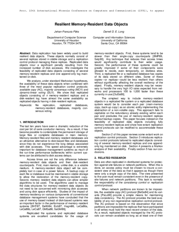 (PDF) Resilient memory-resident data objects
