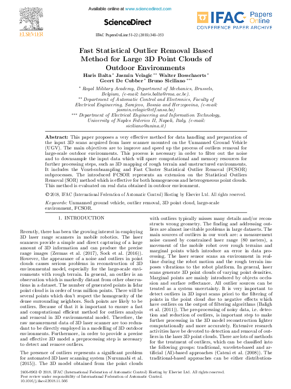 (PDF) Fast Statistical Outlier Removal Based Method for Large 3D Point ...