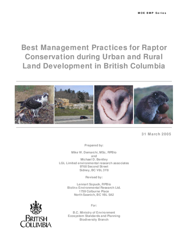 (PDF) Best Management Practices for Raptor Conservation during Urban ...