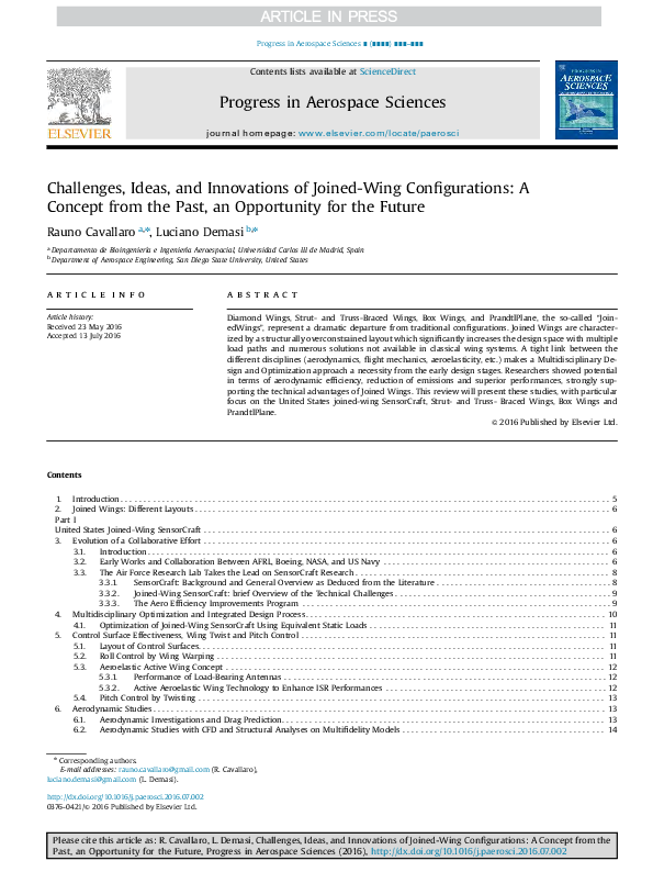 (PDF) Challenges, Ideas, and Innovations of Joined-Wing Configurations ...