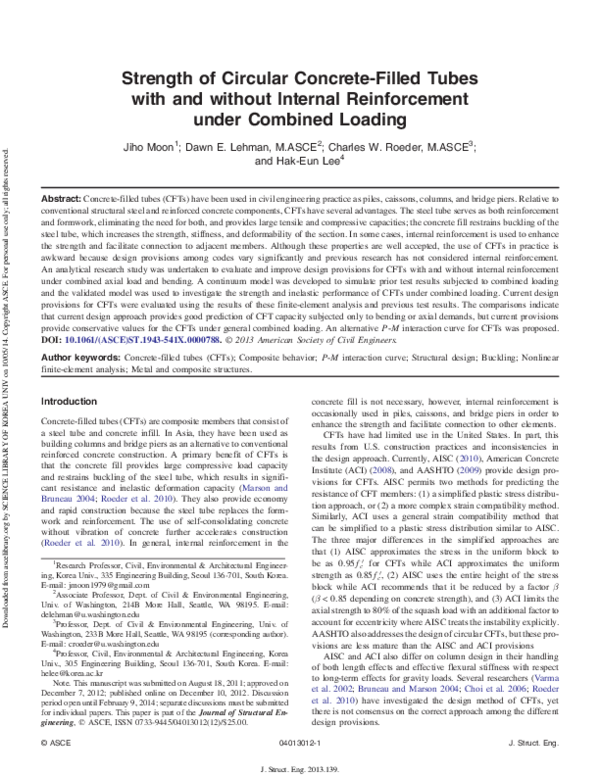 (PDF) Strength of Circular Concrete-Filled Tubes with and without ...