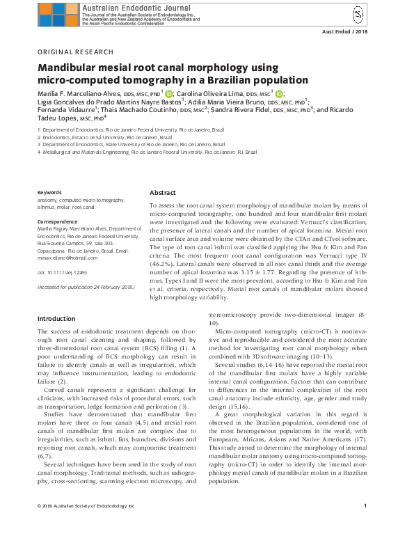 (PDF) Mandibular mesial root canal morphology using micro-computed ...