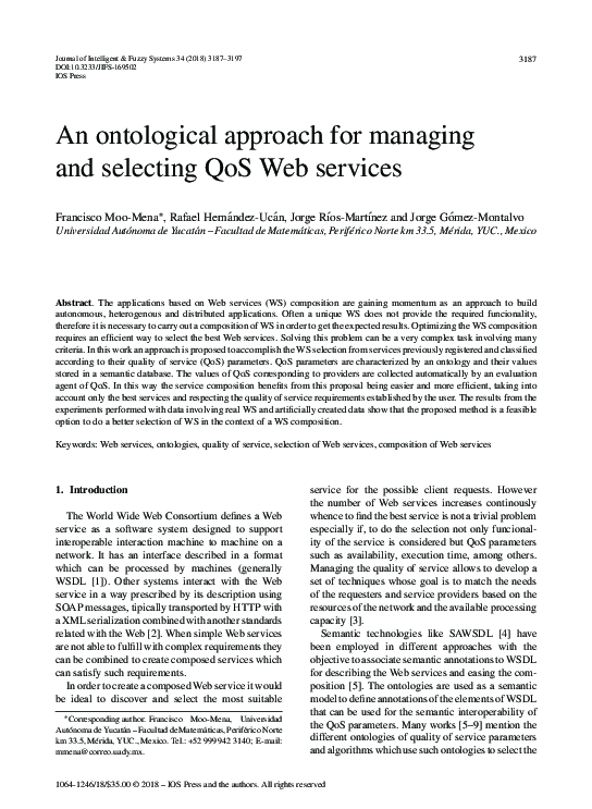 (PDF) An ontological approach for managing and selecting QoS Web services