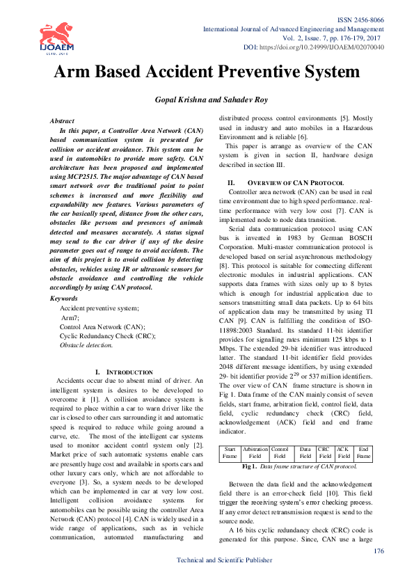 (PDF) Arm Based Accident Preventive System