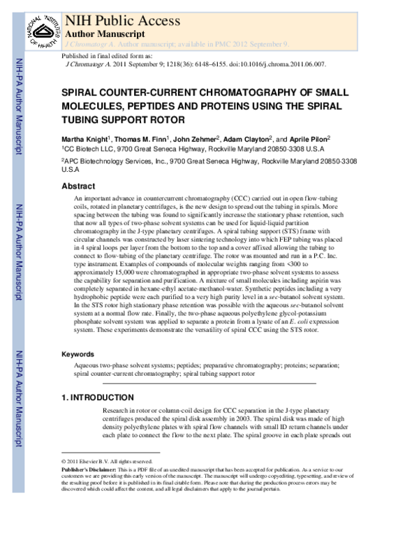 (PDF) Spiral counter-current chromatography of small molecules ...