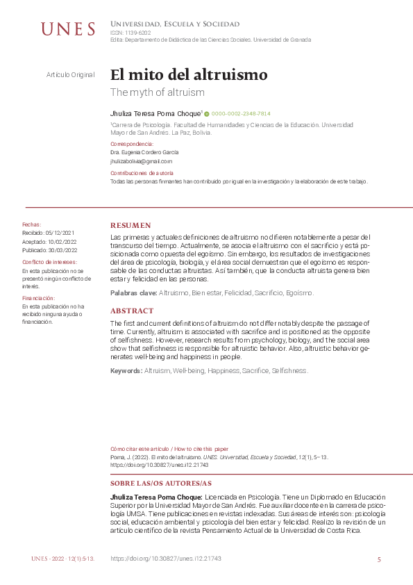 (PDF) El mito del altruismo