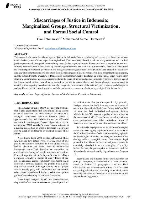 (PDF) Miscarriages of Justice in Indonesia: Marginalized Groups ...