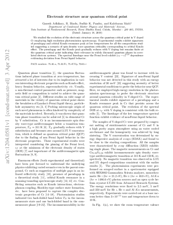 (PDF) Electronic structure near the quantum critical point in V-doped Cr —A high-resolution ...