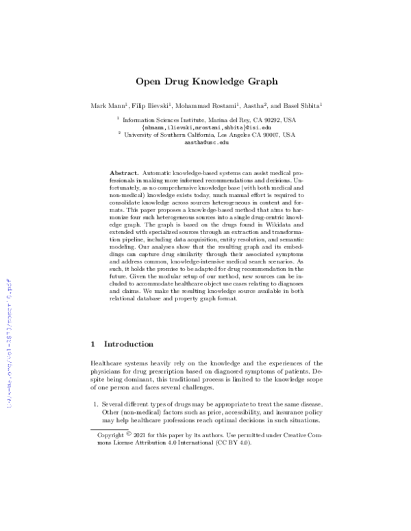(PDF) Open Drug Knowledge Graph