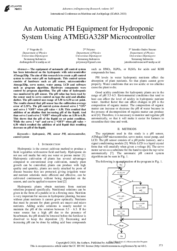 (PDF) An Automatic PH Equipment for Hydroponic System Using ATMEGA328P Microcontroller