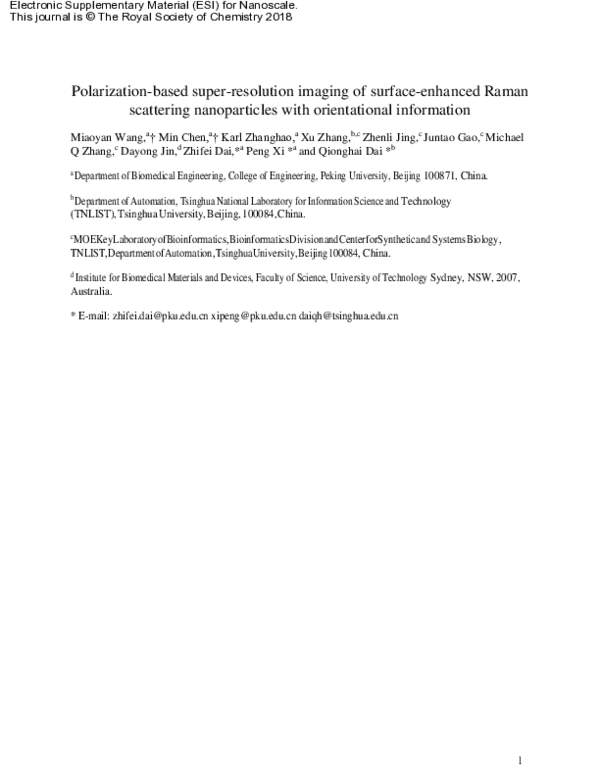 (PDF) Polarization-based super-resolution imaging of surface-enhanced Raman scattering ...