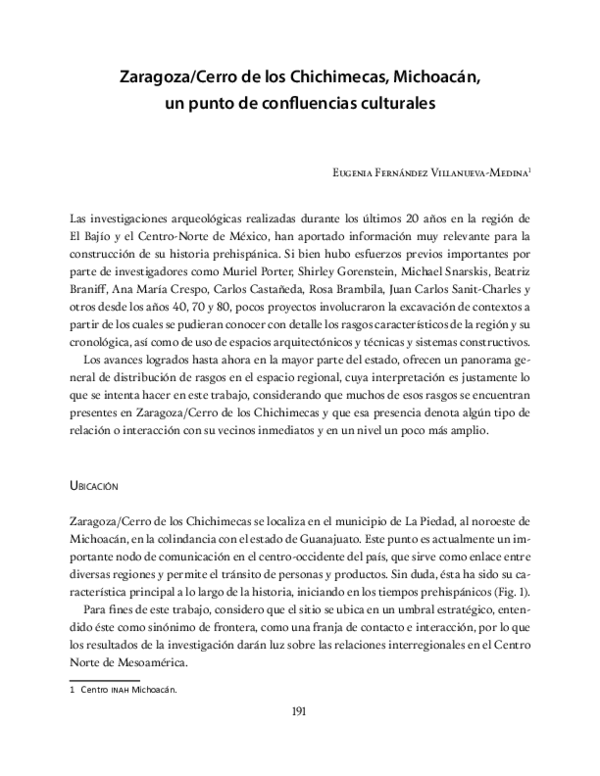 (PDF) Zaragoza-Cerro de los Chichimecas, Michoacán, un punto de ...