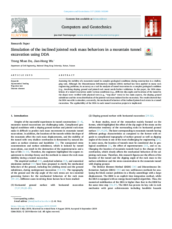 (PDF) Simulation of the inclined jointed rock mass behaviors in a ...