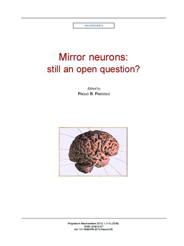 (PDF) Mirror neurons: - Progress in Neuroscience