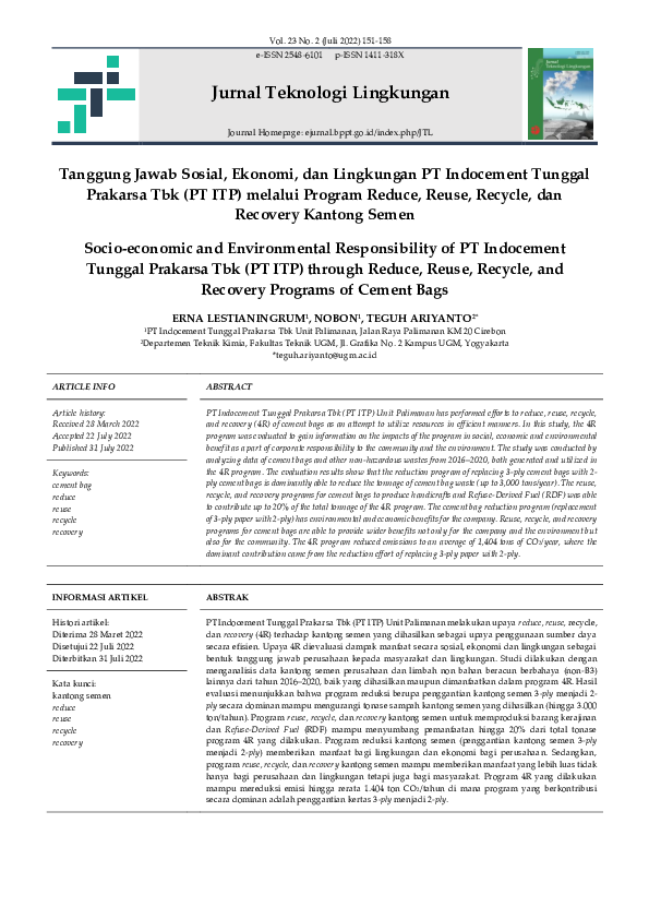 (PDF) Tanggung Jawab Sosial, Ekonomi, dan Lingkungan PT Indocement Tunggal Prakarsa Tbk (PT ITP ...