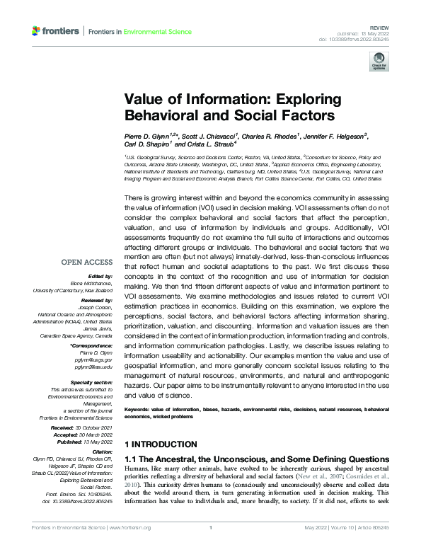 (PDF) Value of Information: Exploring Behavioral and Social Factors