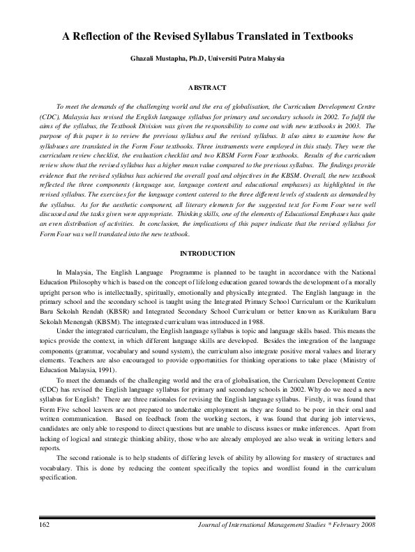 (PDF) A Reflection of the Revised Syllabus Translated in Textbooks