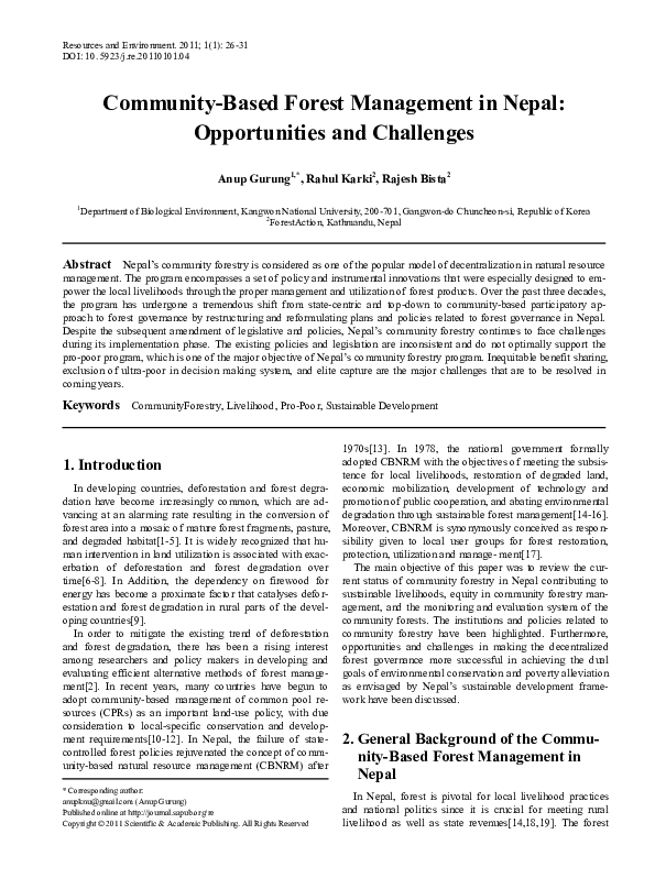(PDF) Community-Based Forest Management in Nepal