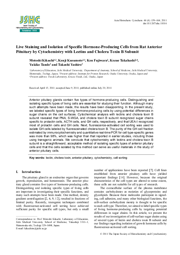 (PDF) Live Staining and Isolation of Specific Hormone-Producing Cells ...