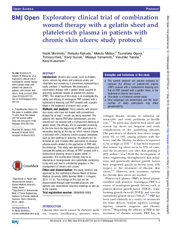 (PDF) Exploratory clinical trial of combination wound therapy with a ...