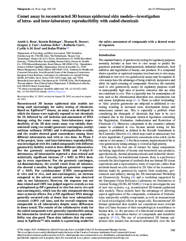(PDF) Comet assay in reconstructed 3D human epidermal skin models ...