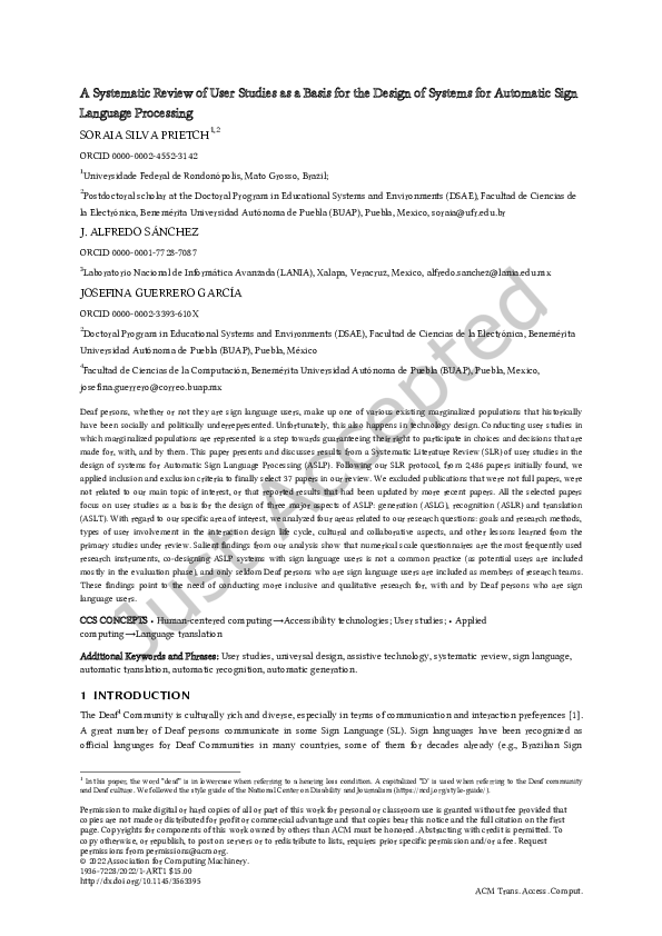 (PDF) A Systematic Review of User Studies as a Basis for the Design of ...