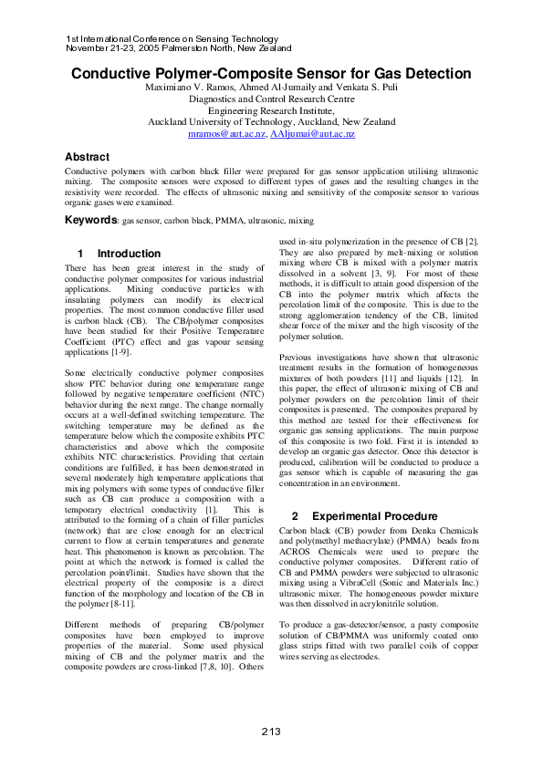 (PDF) Conductive polymer-composite sensor for gas detection