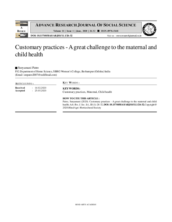 (PDF) Customary practices - A great challenge to the maternal and child ...