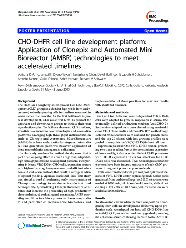 (PDF) CHO-DHFR cell line development platform: Application of Clonepix ...