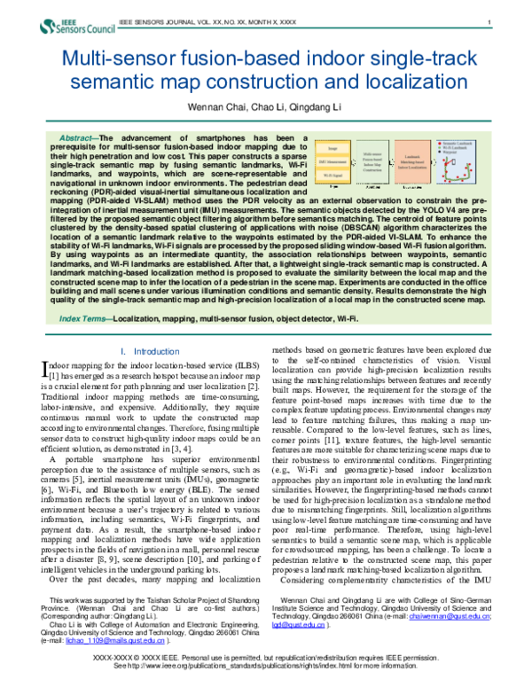 (PDF) Multi-sensor fusion-based indoor single-track semantic map construction and localization