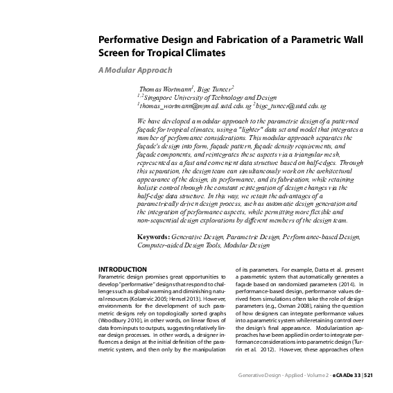 (PDF) Performative Design and Fabrication of a Parametric Wall Screen ...