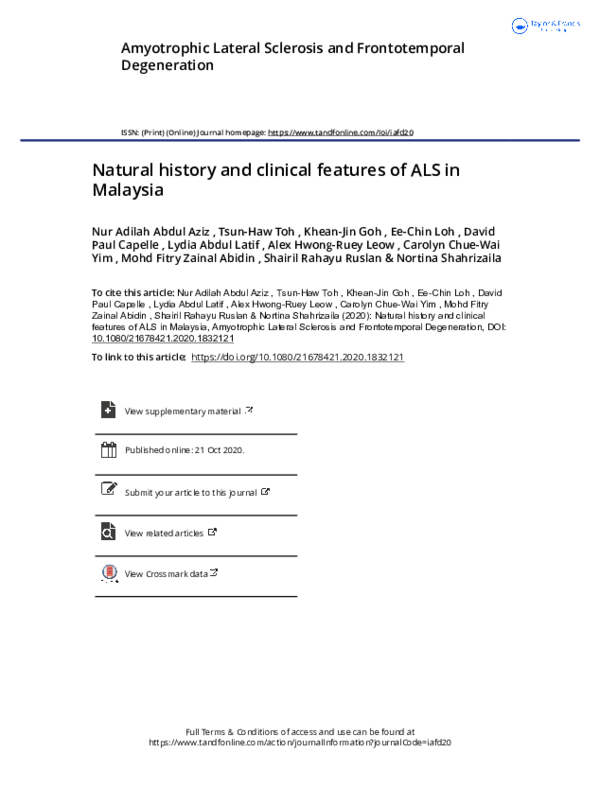 (PDF) Natural history and clinical features of ALS in Malaysia