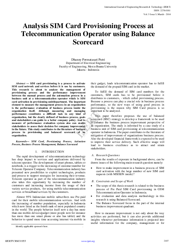 (PDF) Analysis SIM Card Provisioning Process at Telecommunication ...